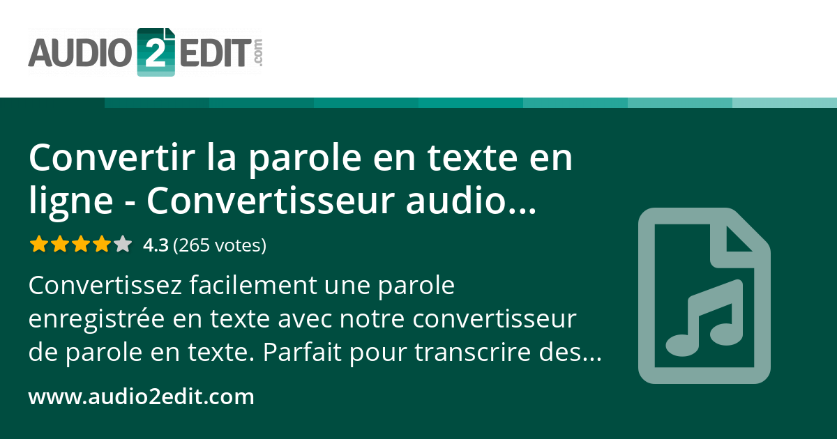 Convertir la parole en texte en ligne - Convertisseur audio gratuit